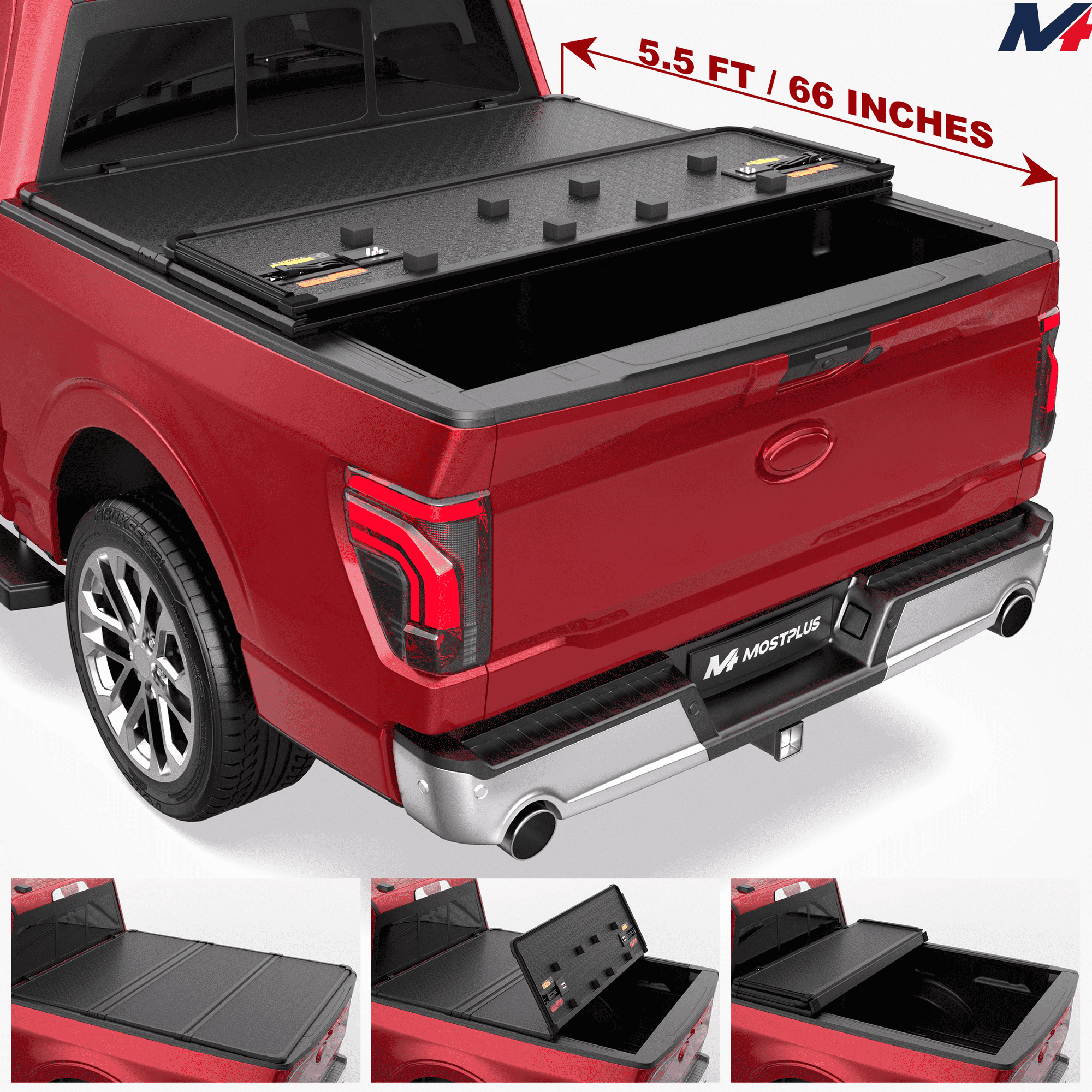 MOSTPLUS 3-Fold 5.5FT Hard Tonneau Cover for 2015-2024 Ford F150 F-150 ...
