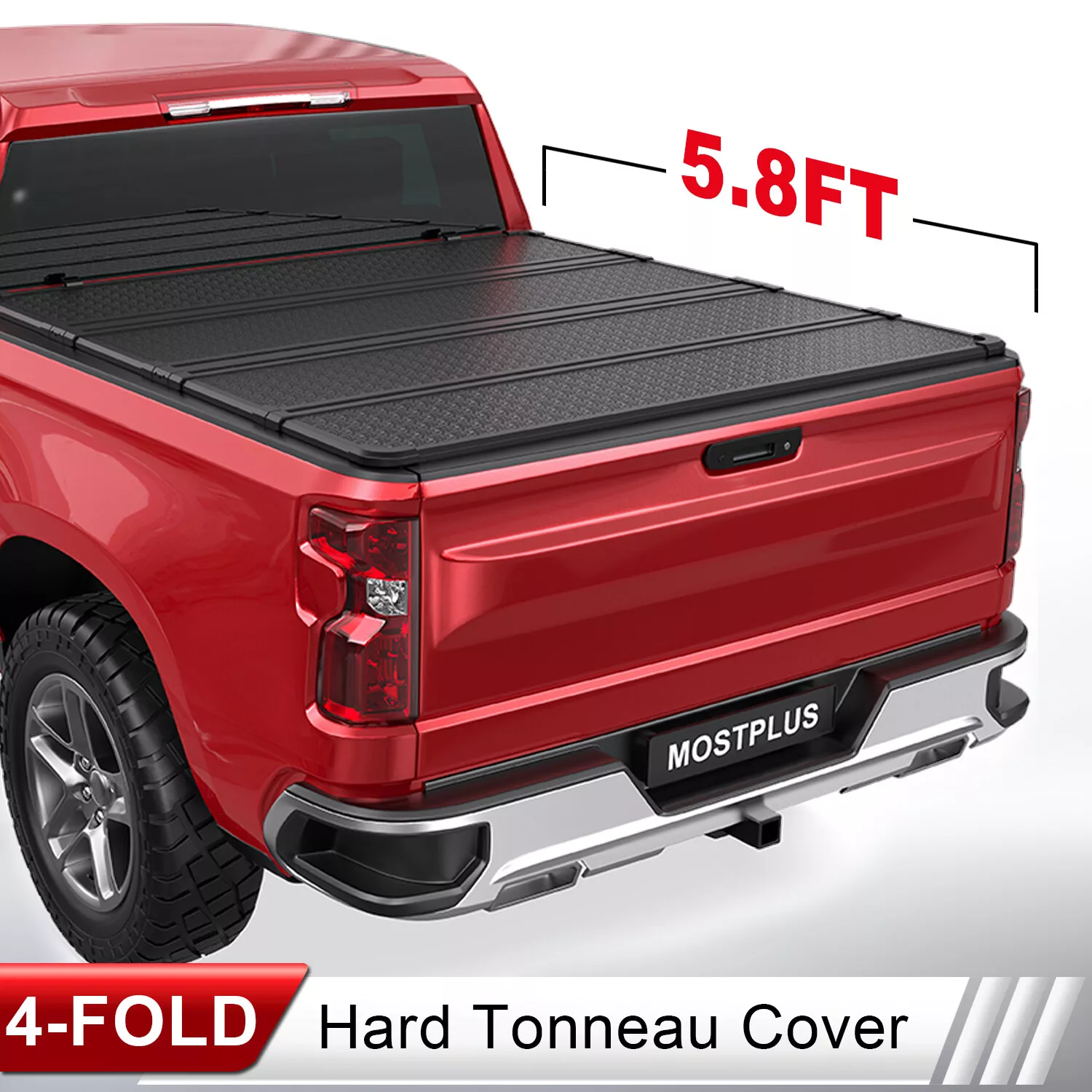 MOSTPLUS 5.8FT 4-Fold Hard Bed Tonneau Cover for 2019-2024 Silverado ...