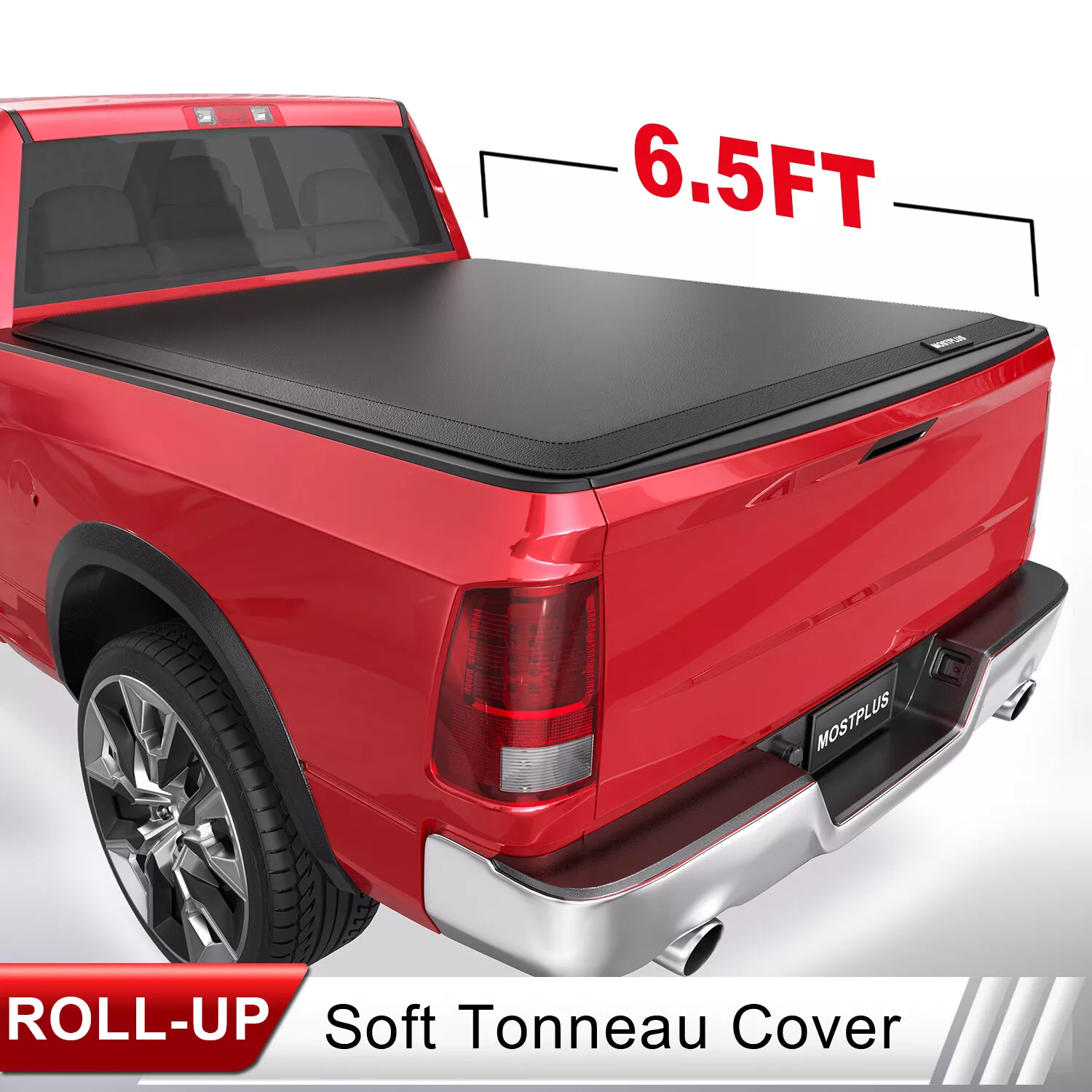 MOSTPLUS 6.5FT Soft Roll-Up Vinyl Tonneau Cover, Waterproof, Clamping ...
