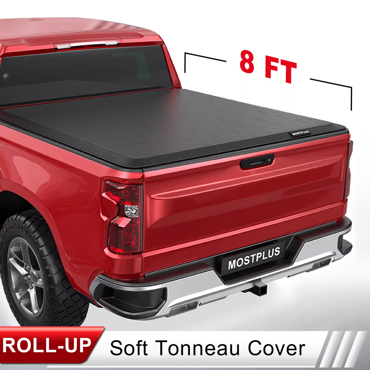 MOSTPLUS Roll-Up Tonneau Cover with LED for Chevy Silverado GMC Sierra ...