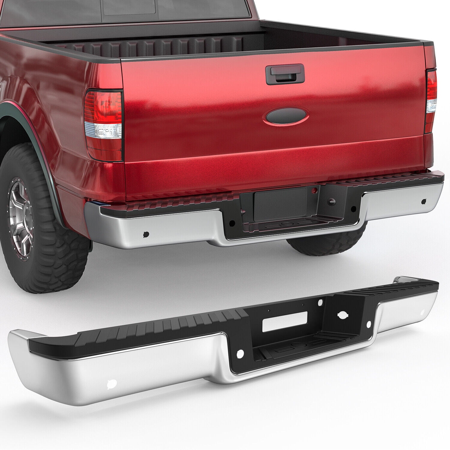 MOSTPLUS Chrome Rear Bumper Assembly for 2006-2008 Ford F150 F250 w ...