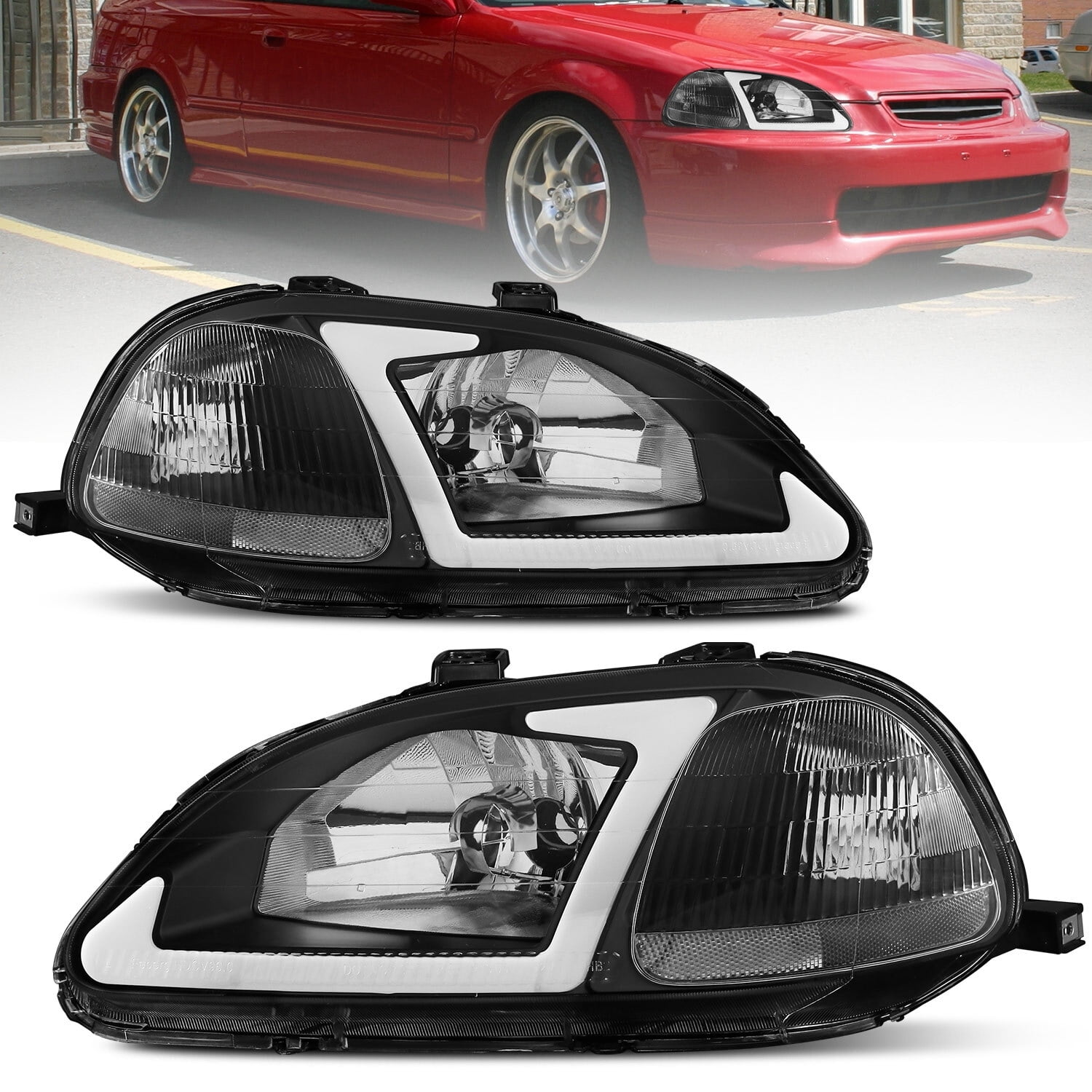 MOSTPLUS Headlights Left & Right for 1996 1997 1998 Honda Civic EJ EK ...