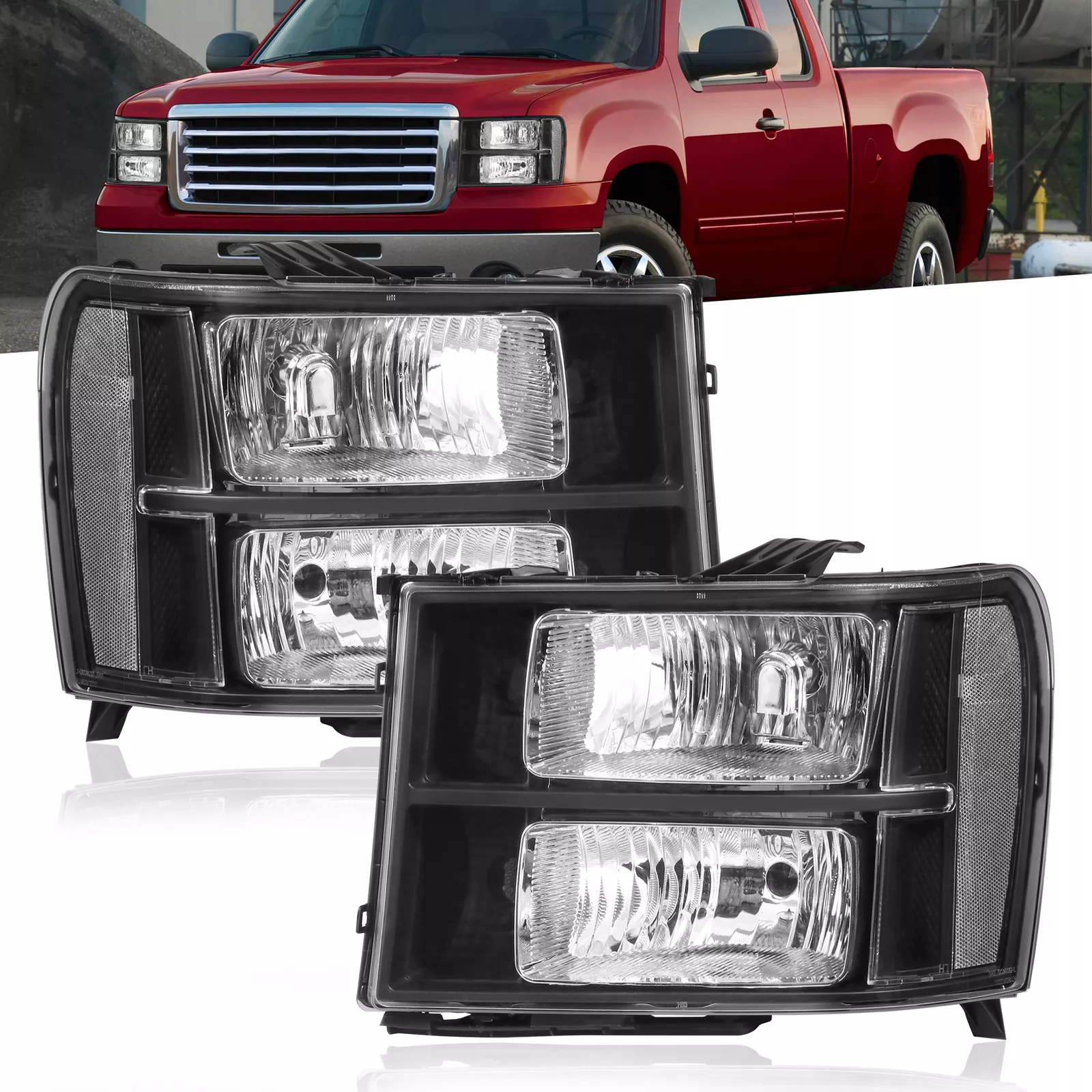 MOSTPLUS Pair Black Clear Headlights Front Lamps for 2007-2014 GMC ...