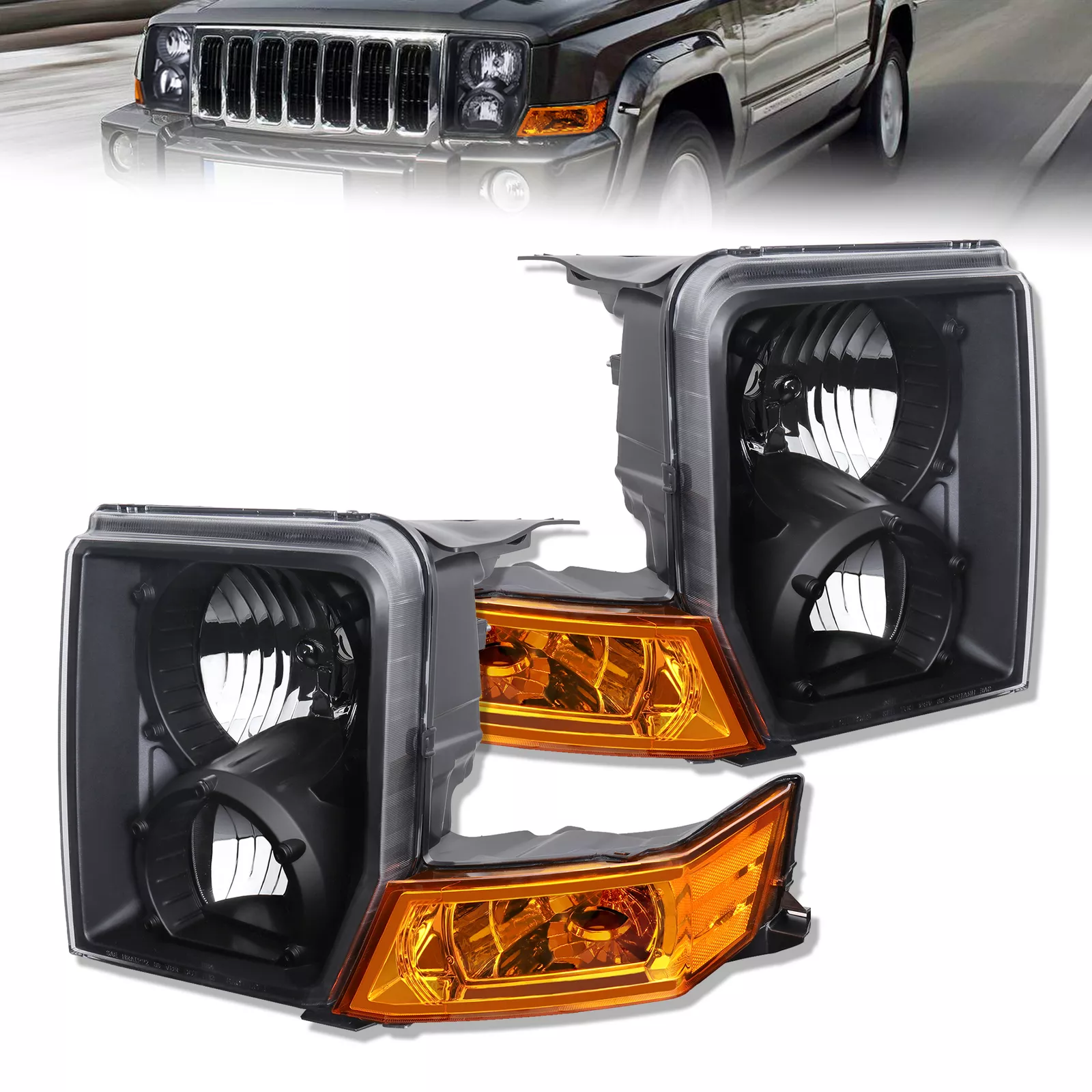 MOSTPLUS Pair Black Housing Front Headlights Assembly for 2006-2010 ...