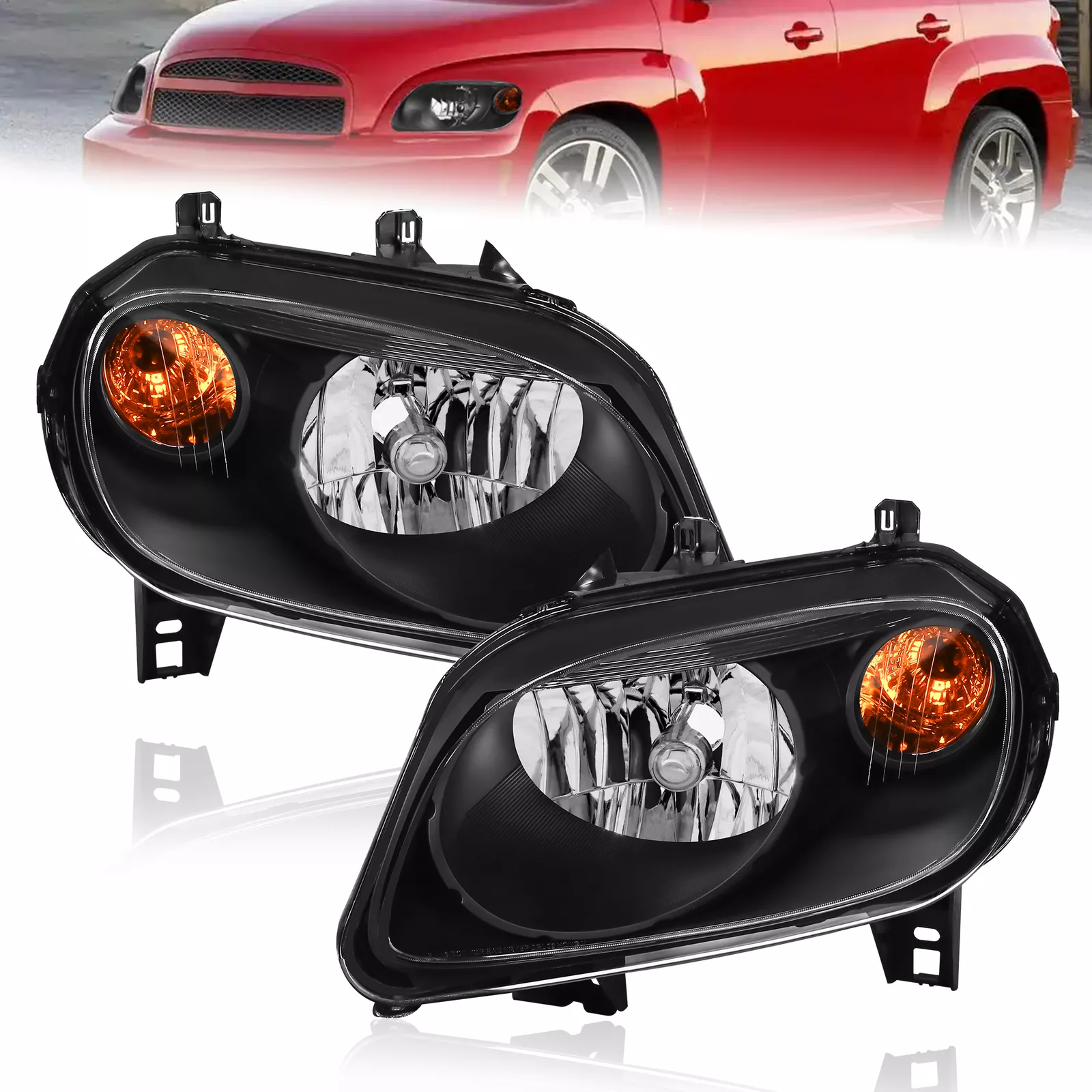 MOSTPLUS Pair Black Housing Headlights Front Lamps for 2006-2011 Chevy ...
