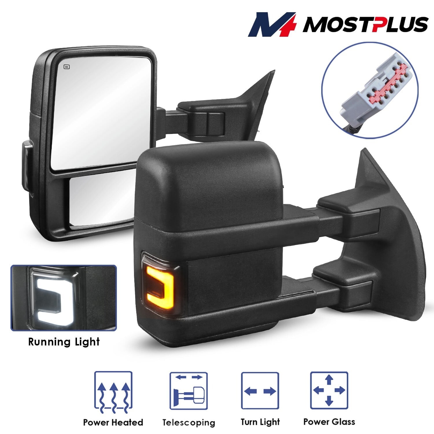 MOSTPLUS Pair Power Heated Tow Mirrors Assembly for 2008-2016 Ford F250 ...
