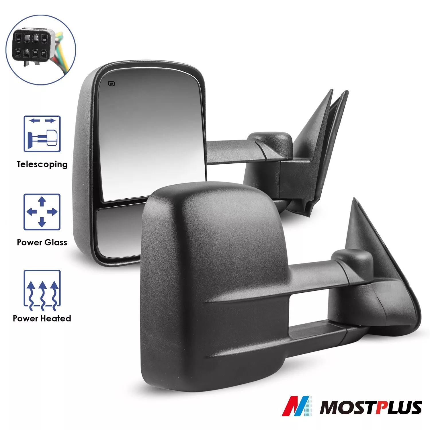 MOSTPLUS Power Heated Towing Mirrors, 99-02 Chevy Silverado GMC Sierra ...