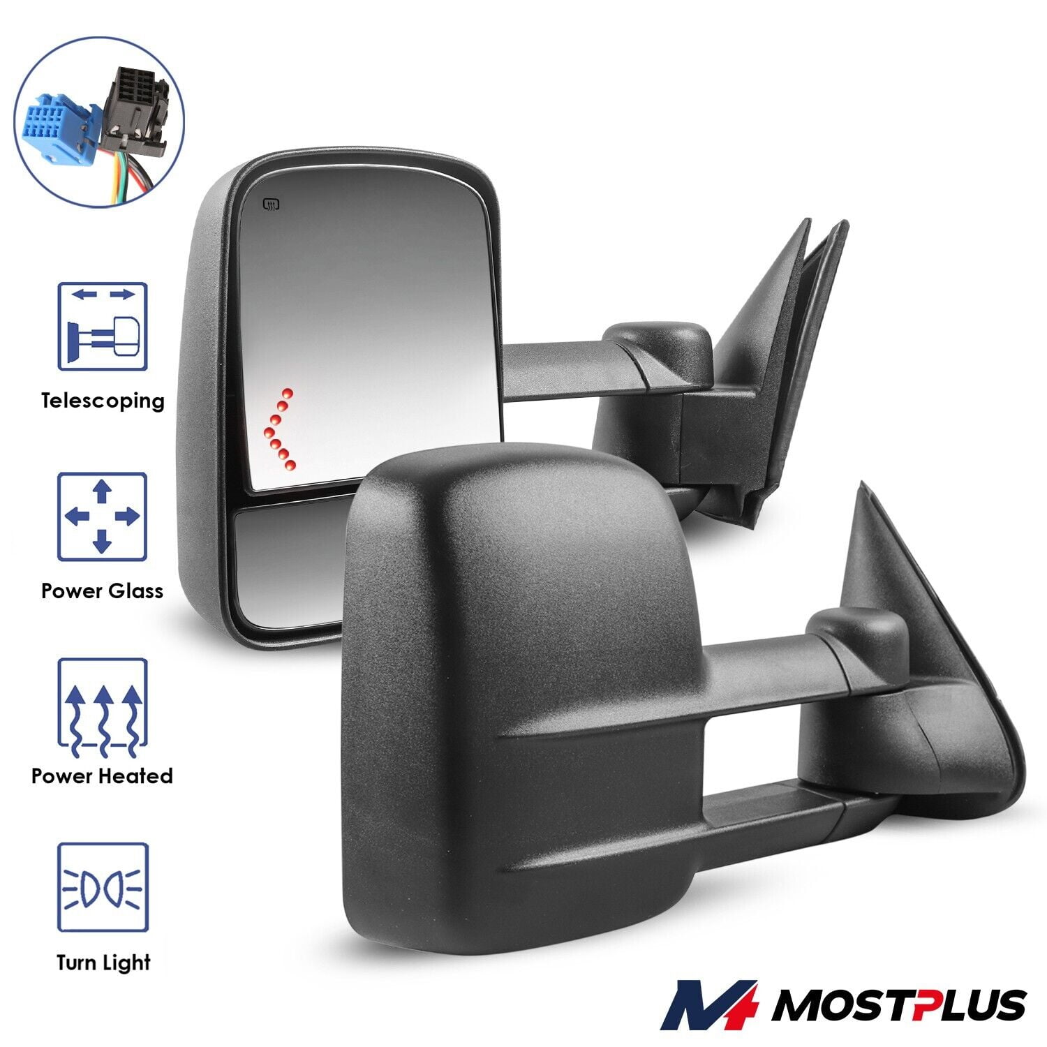 MOSTPLUS Pair Power Heated Tow Mirrors for 2003-2006 Chevy Silverado ...