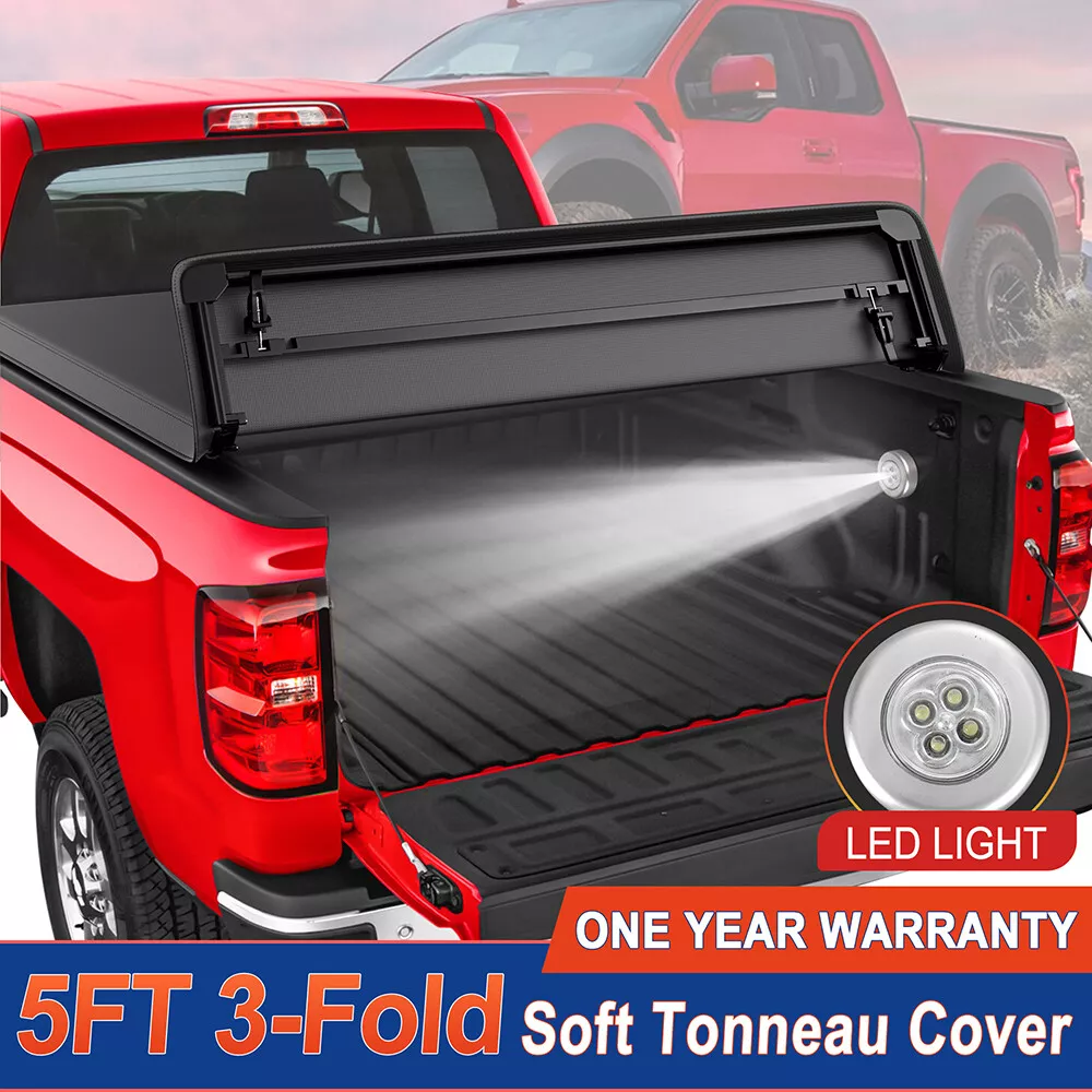 MOSTPLUS Tri-Fold 5FT Truck Bed Tonneau Cover for 2015-2024 Chevy ...