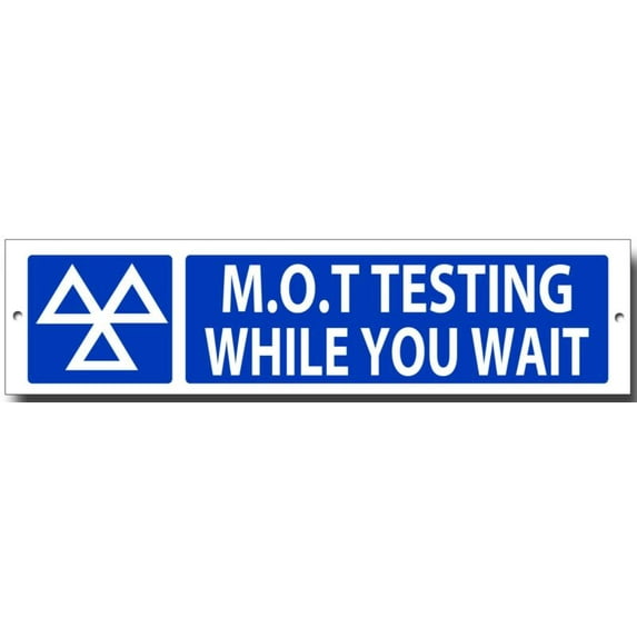 MOT TESTING WHILE YOU WAIT METAL GARAGE SIGN. INSTRUCTIONAL SIGN.ROAD ...