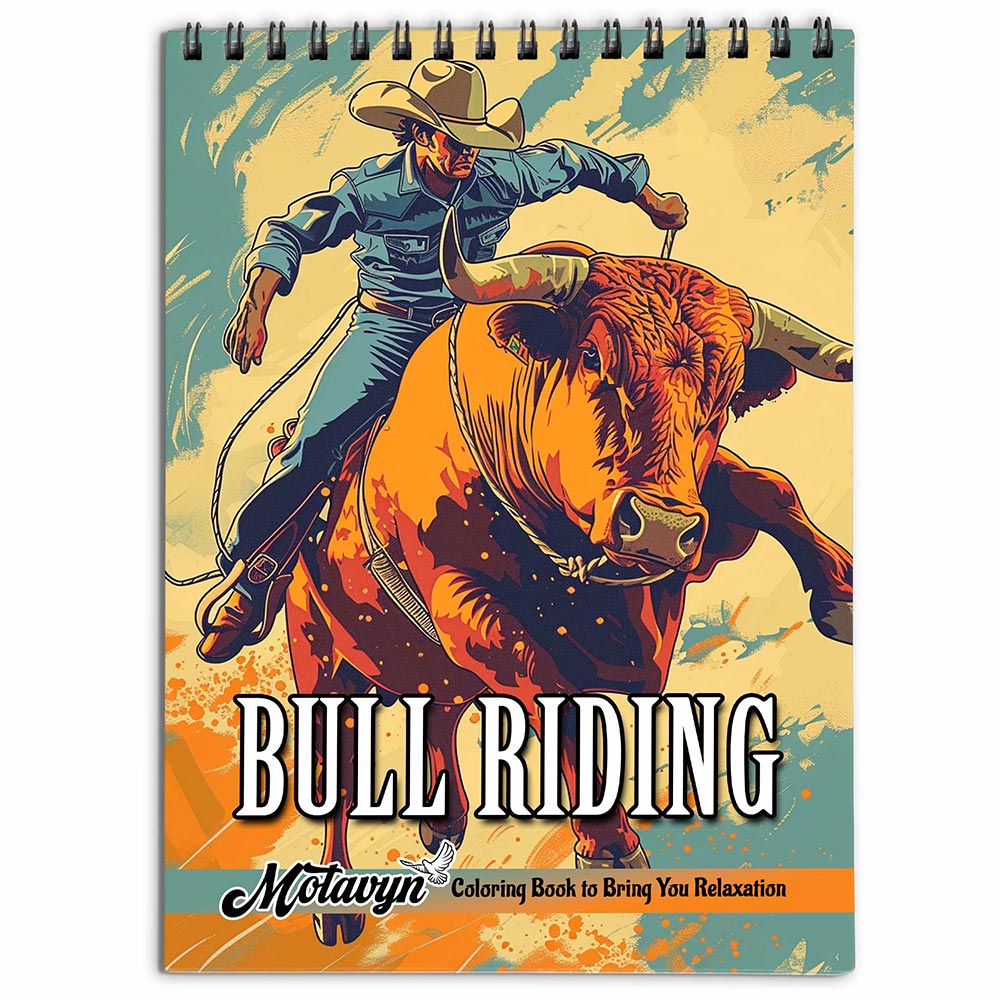 MOTAVYN Bull Riding Coloring Book for Adults, Spiral Bound, Soft Cover ...