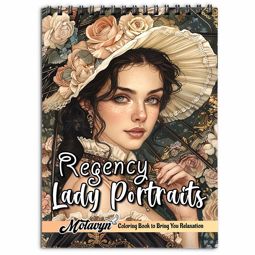MOTAVYN Regency Lady Portraits Coloring Book for Adults, Spiral Bound ...