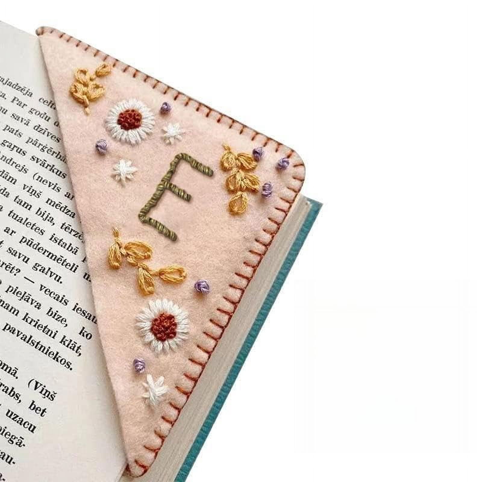 MOTEERLLU Personalized Hand Embroidered Corner Bookmark,Felt Triangle ...