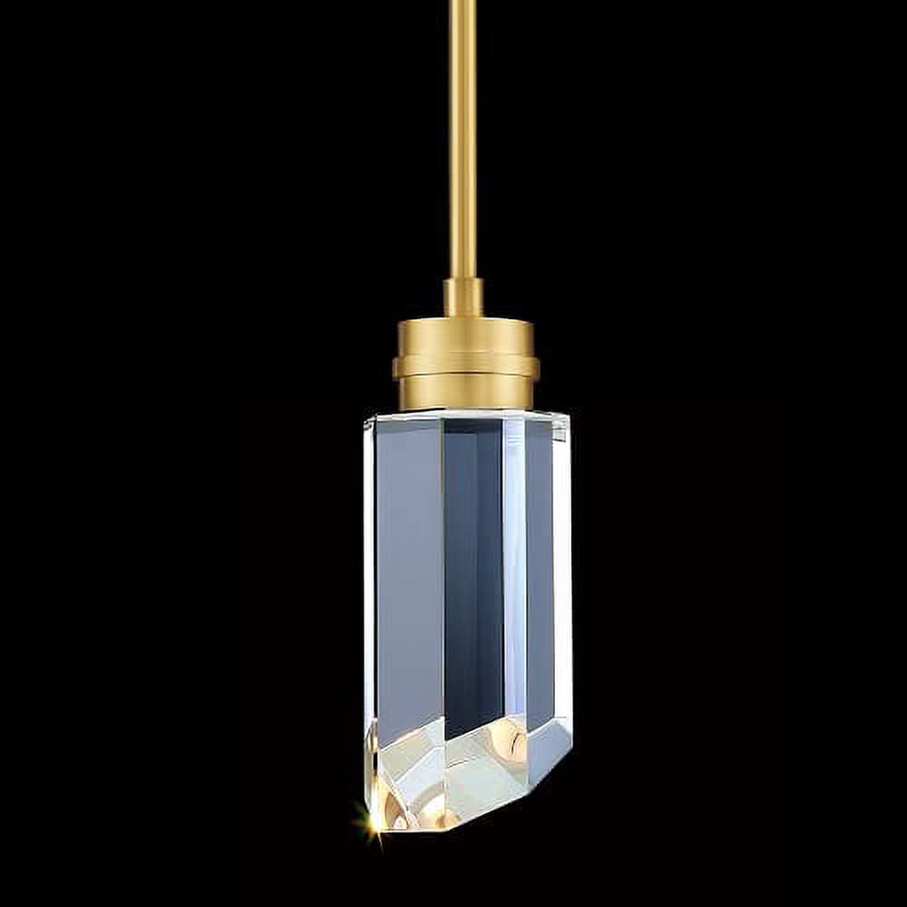 MOTINI 1-Light Cylinder Crystal Pendant Lighting in Gold Brushed Brass ...