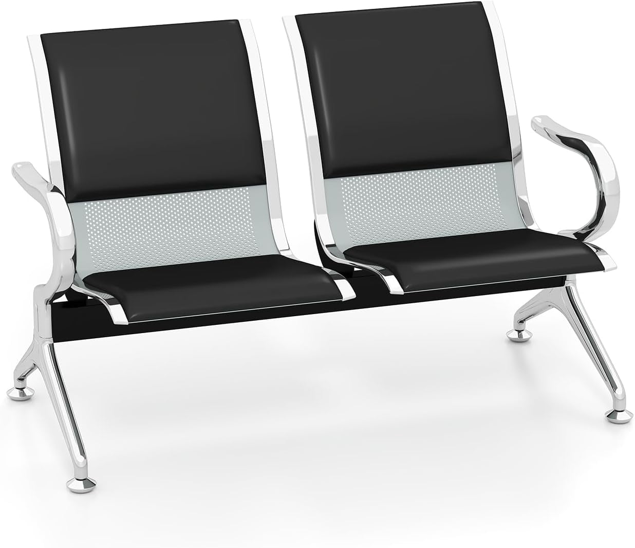 MOTION 2-Seat Waiting Room Chairs, PU Leather Office Guest Reception ...