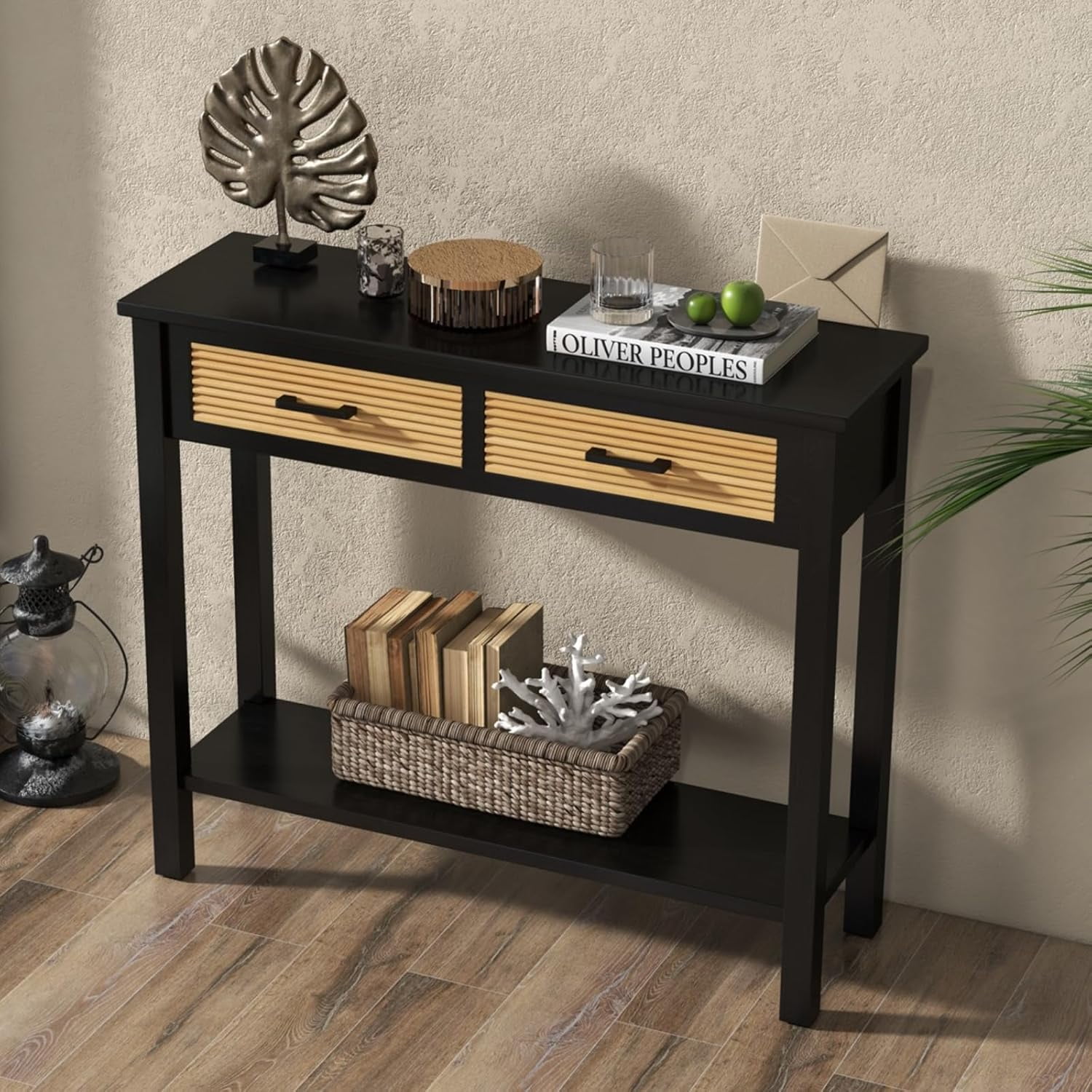 MOTION Console Table for Entryway - 2 Tier Sofa Table with Storage ...