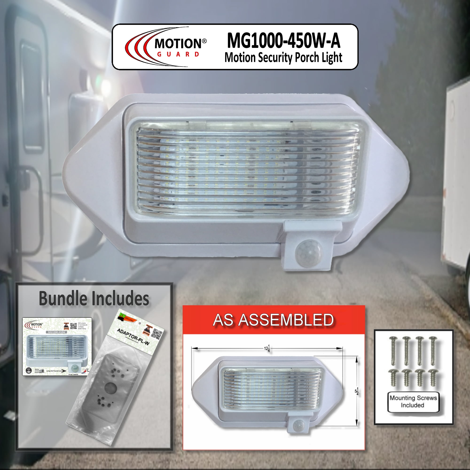 MOTION-GUARD, MG1000-450W-A, 12 Volt Exterior Motion Sensor RV LED ...