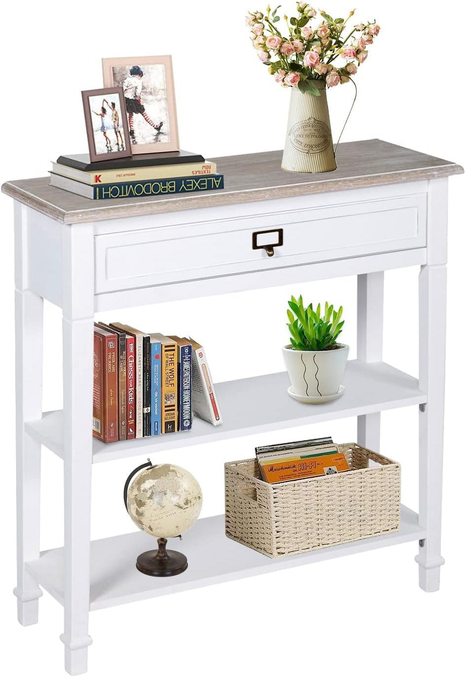 Narrow Entryway Table - 3 Tier Console Tables for Entryway with Drawer ...