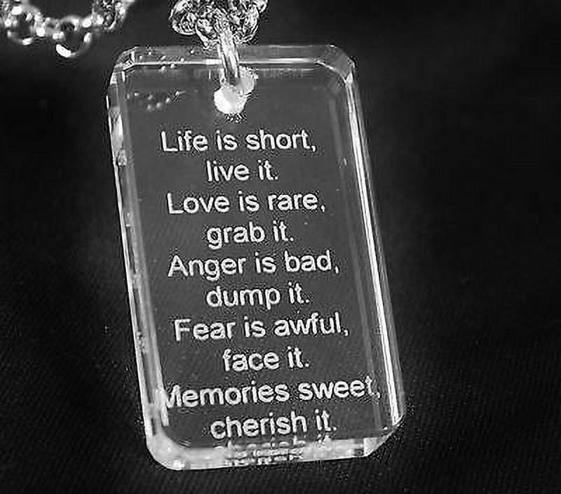 MOTIVATIONAL SAND BLASTED THICK CRYSTAL DOG TAG AND STAINLESS STEEL ...
