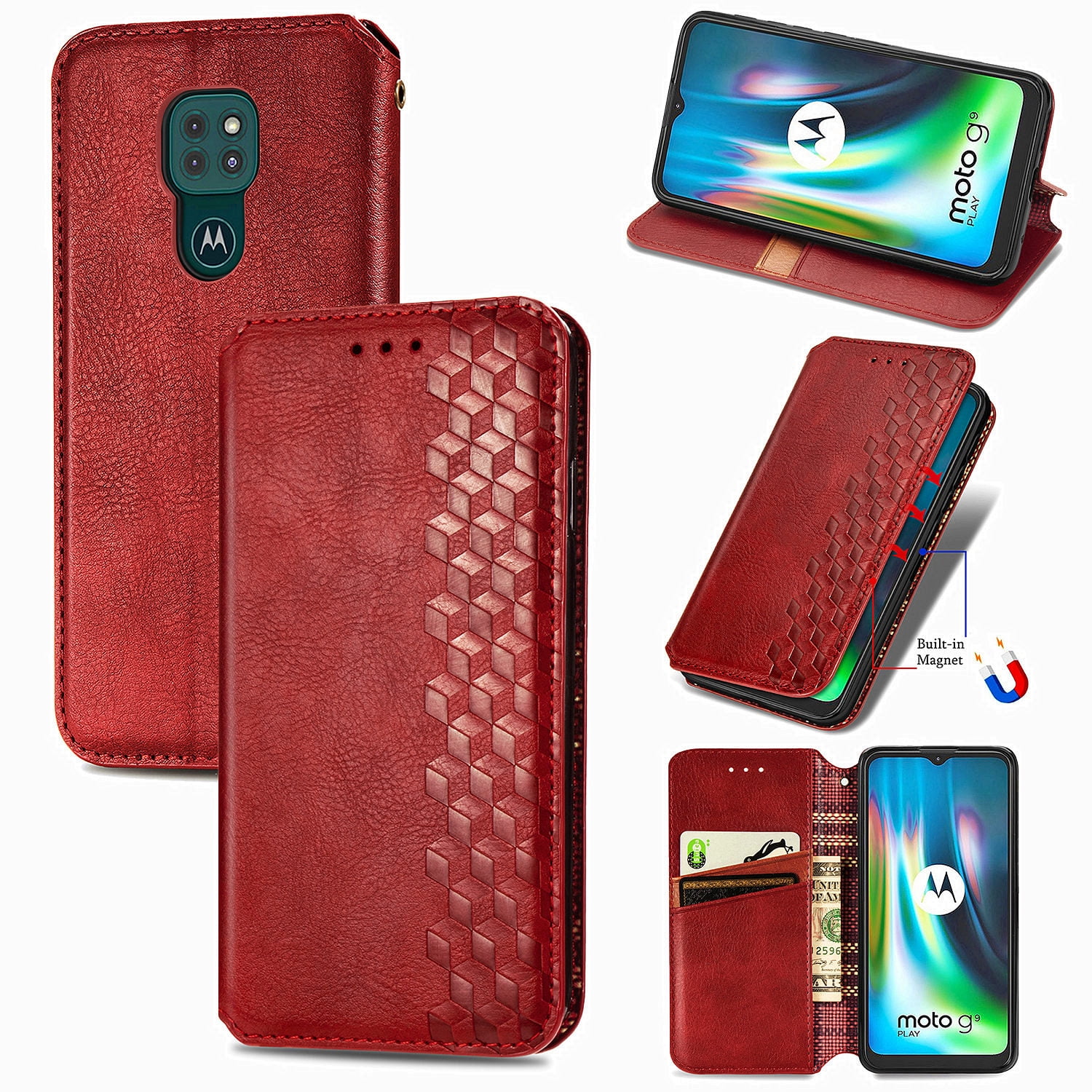 MOTO G PLAY 2021 Case, PU Leather TPU Wallet Cover with Card Holder ...