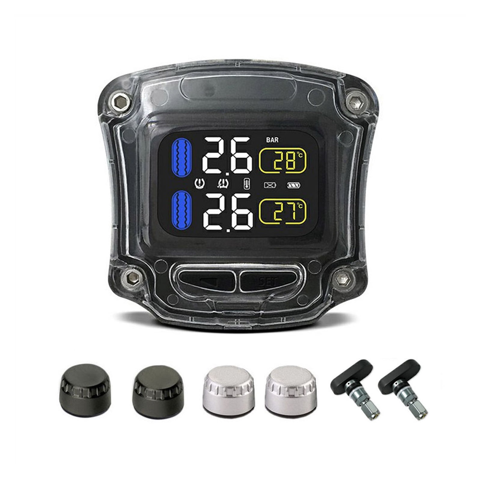 MOTO TPMS Motorcycle Motorbike LCD Screen Display Tire Pressure ...