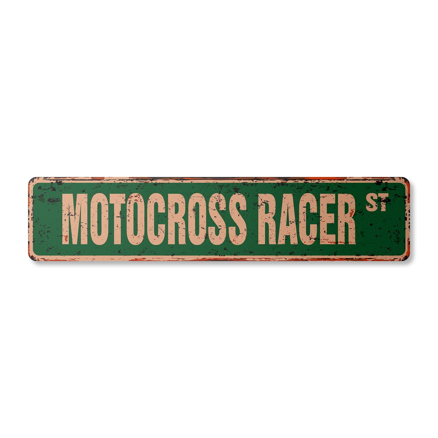 MOTOCROSS RACER Vintage Plastic Street Sign dirt bike motorcycle cycle ...