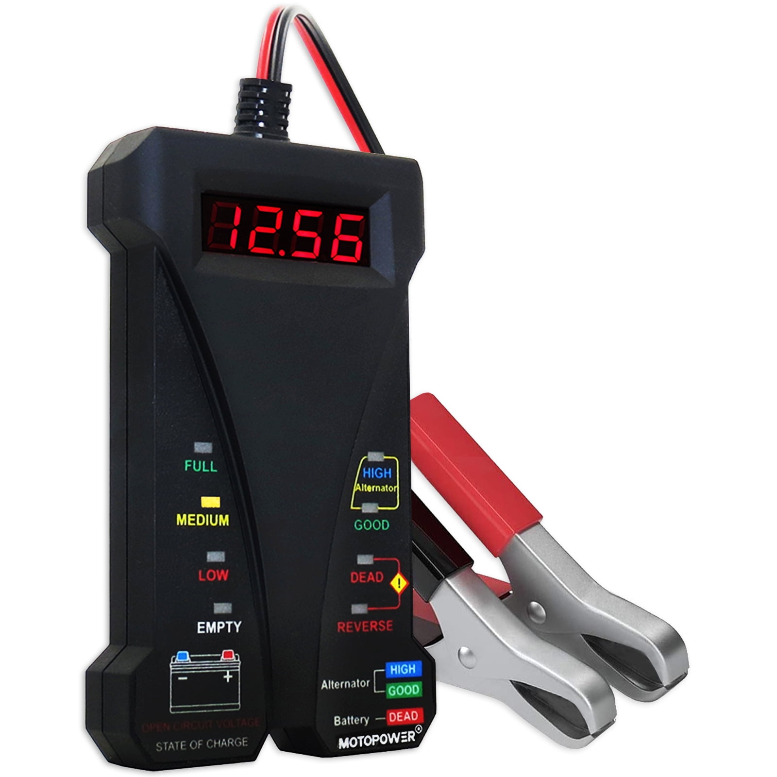MOTOPOWER 12V Digital Car Battery Tester Voltmeter and Charging System ...