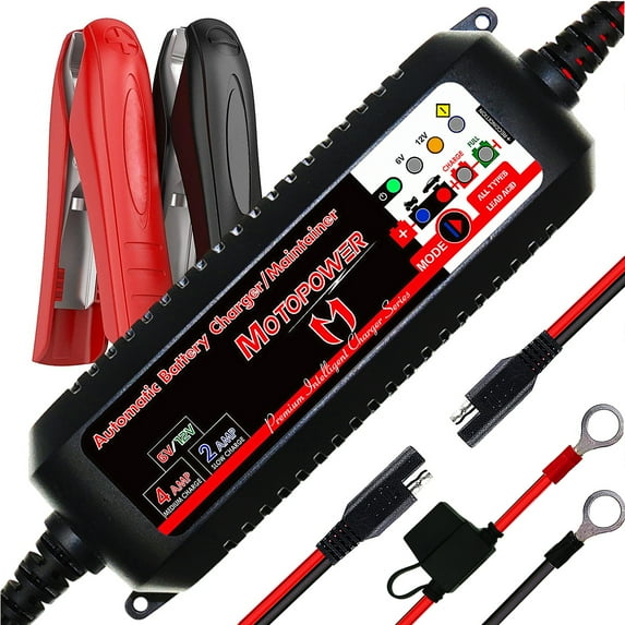 MOTOPOWER 6V and 12V 4AMP Automatic Smart Battery Charger, Battery ...