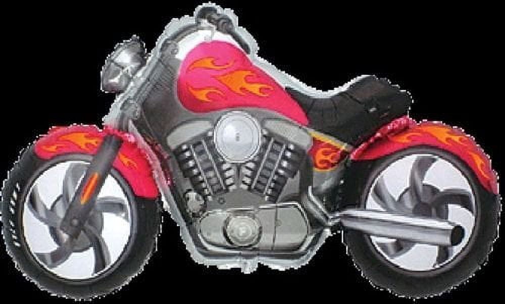 MOTORCYCLE Harley Davidson Hog Bike PINK Orange Flames 45" Party Mylar ...