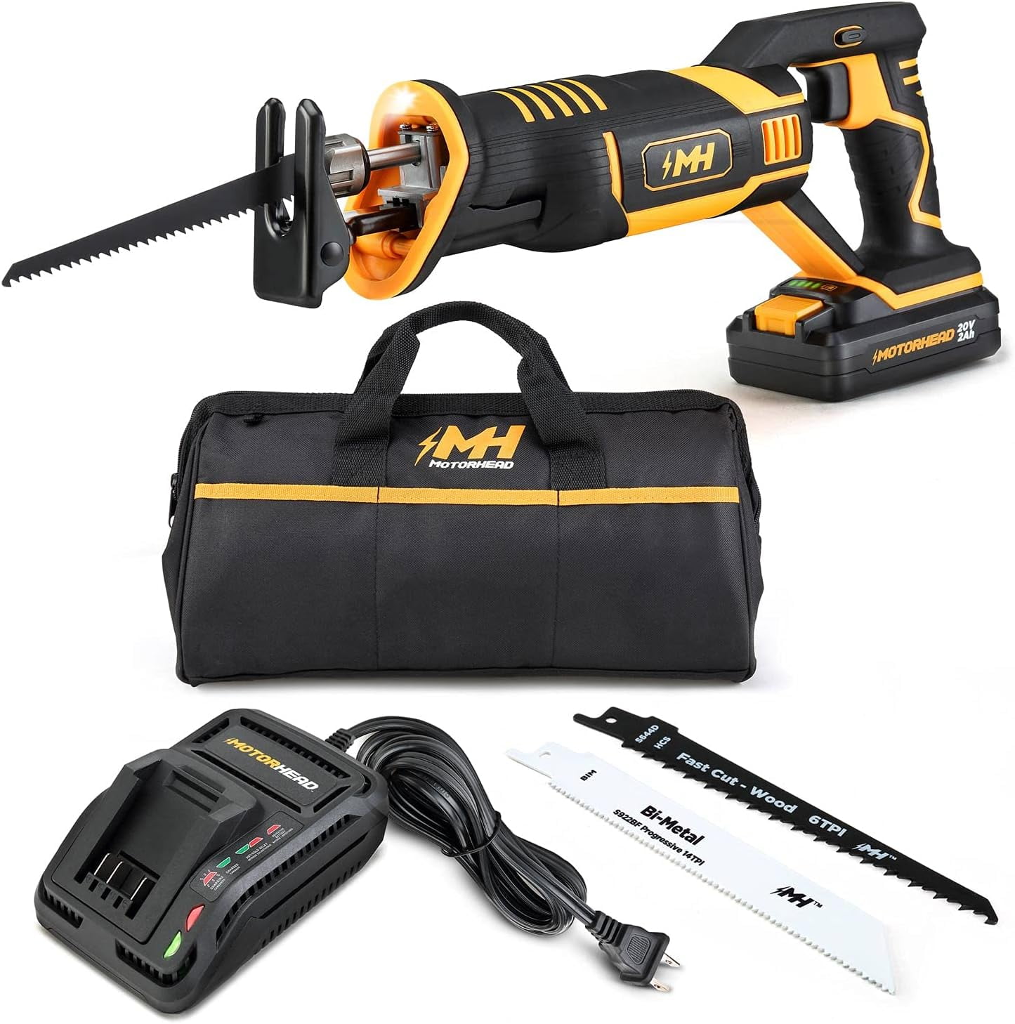 MOTORHEAD 20V ULTRA Cordless Reciprocating Saw, Lithium-Ion, Tool-Free ...