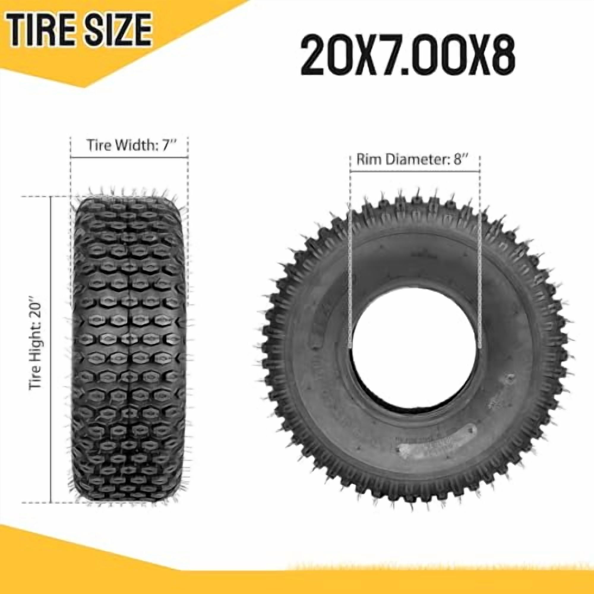 MOTORHOT Set of 2 20x7-8 All Terrain ATV UTV Tire 20x7x8 4PR Tubeless ...