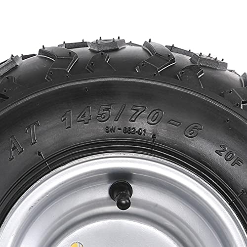 MOTOTPR 4Pcs 145/70-6 6" Wheel Rim Front + Rear Tire Set Tubeless Quad ...