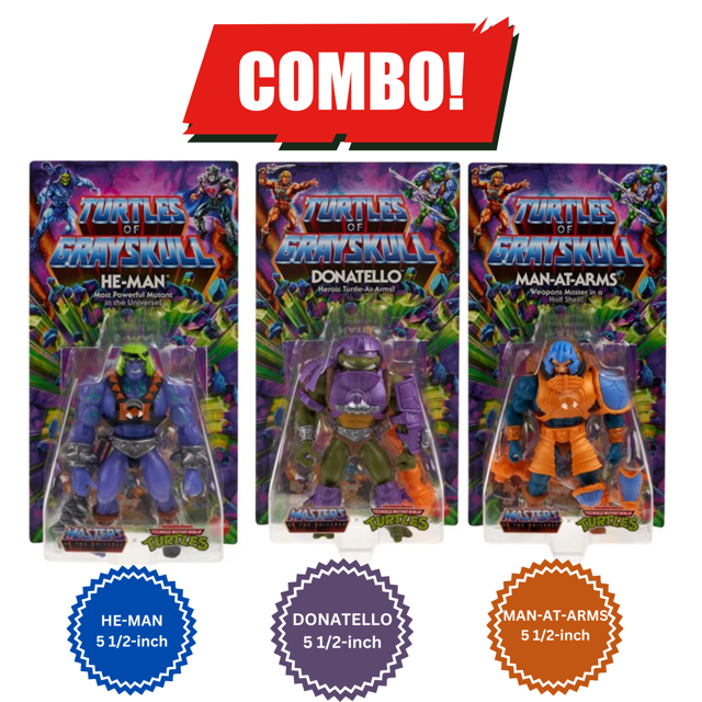 MOTU Action Figure Combo Set - Donatello, He-Man, and Man-At-Arms - 5.5 ...
