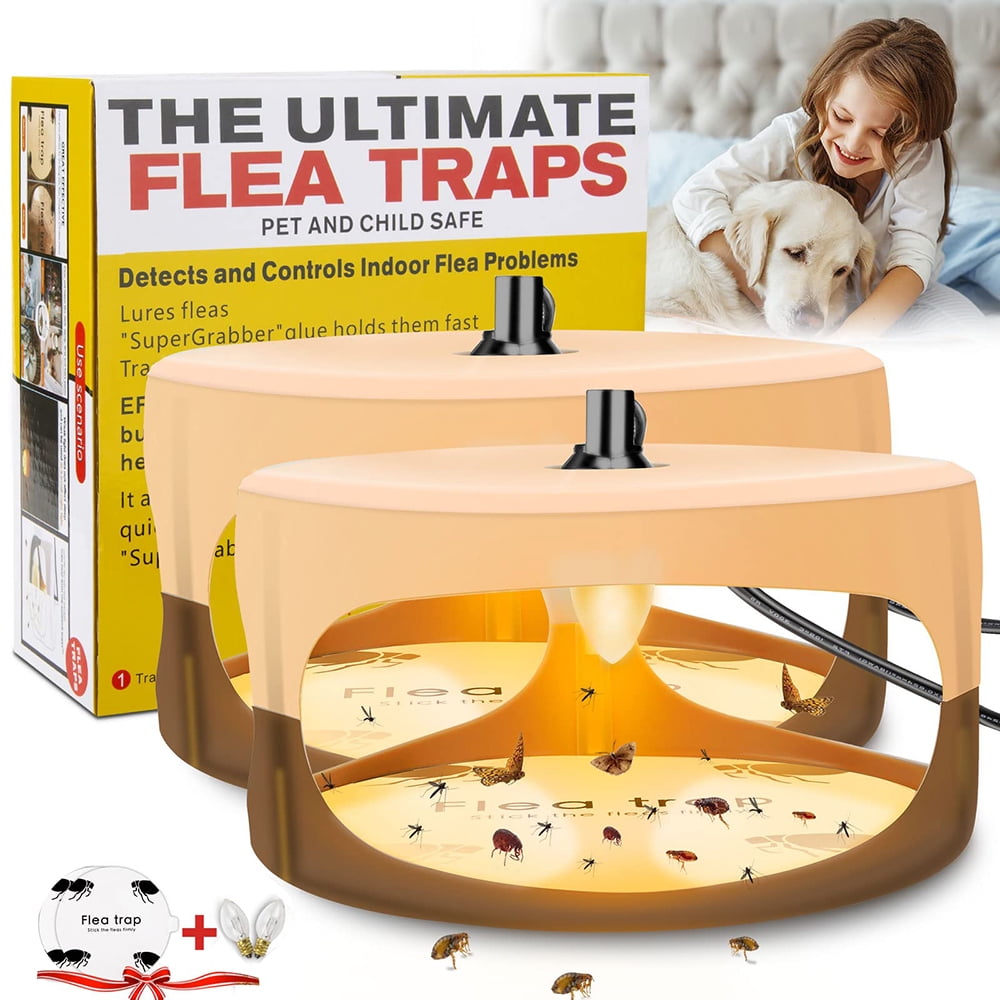 MOUIND Flea Trap and Sitck Pads, Reuseable Indoor Natural Flea In-sect ...