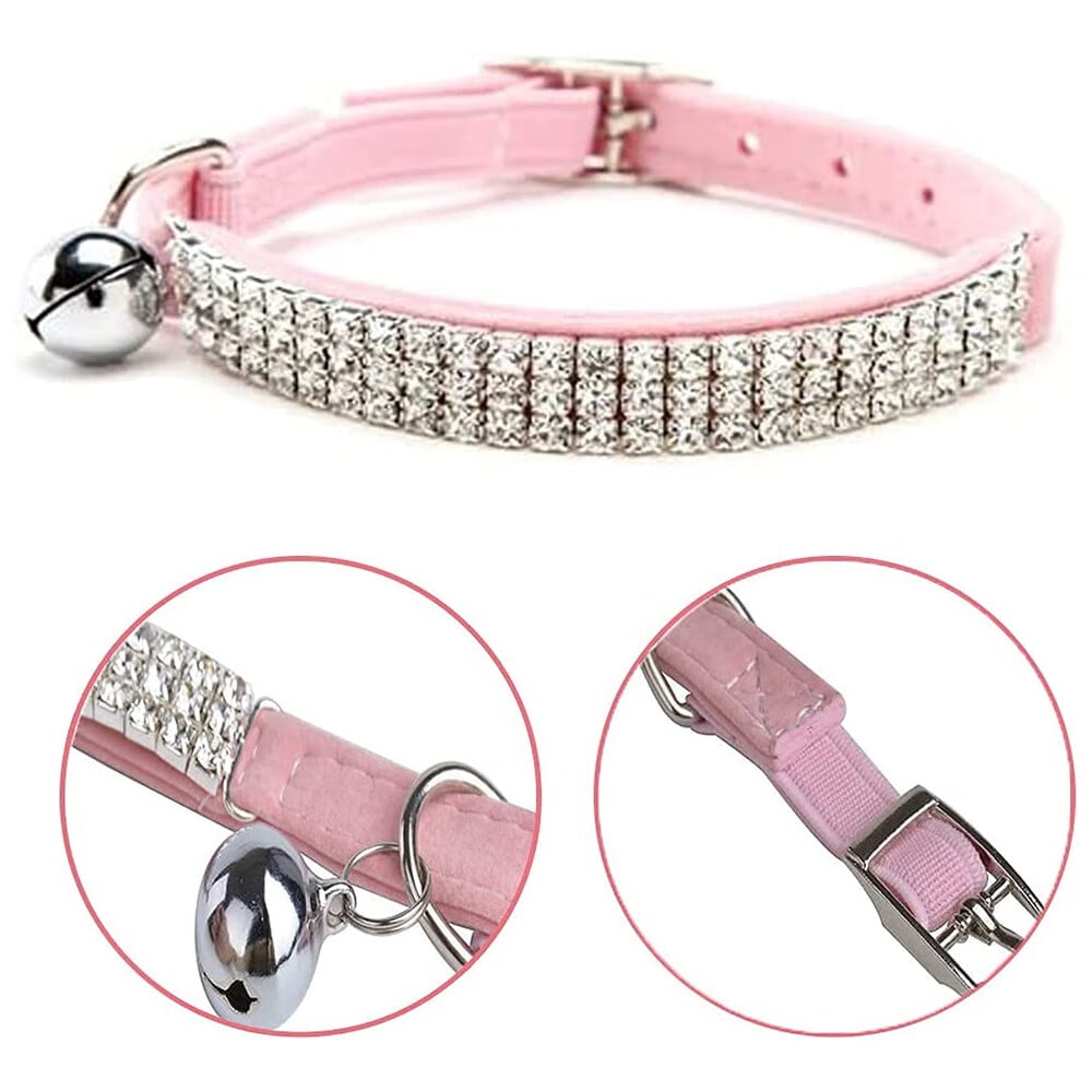 MOUIND Small Dog Cat Collars with Detachable Bell - Adjustable Safe Pet Collar Velvet Kitty ...
