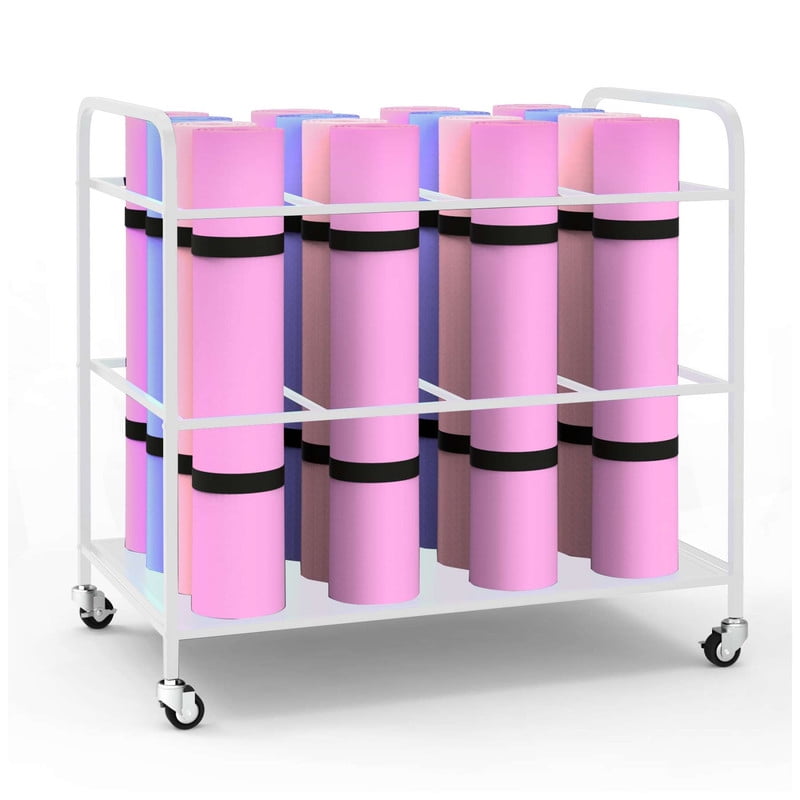 MOUMISS Yoga Mat Storage Rack with Wheels Yoga Mat Holder Home Gym ...