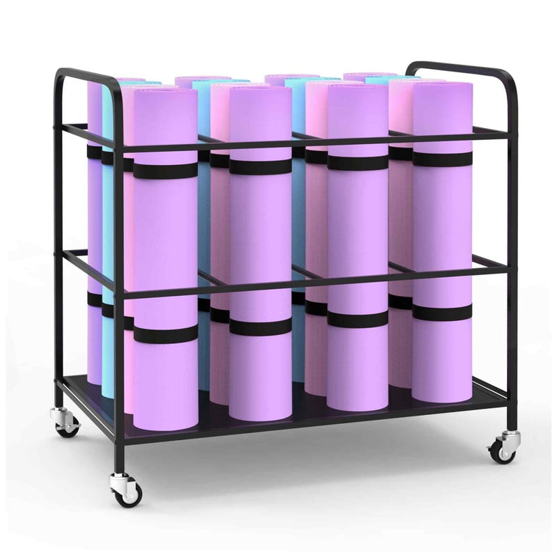 MOUMISS Yoga Mat Storage Rack with Wheels Yoga Mat Holder Home Gym ...