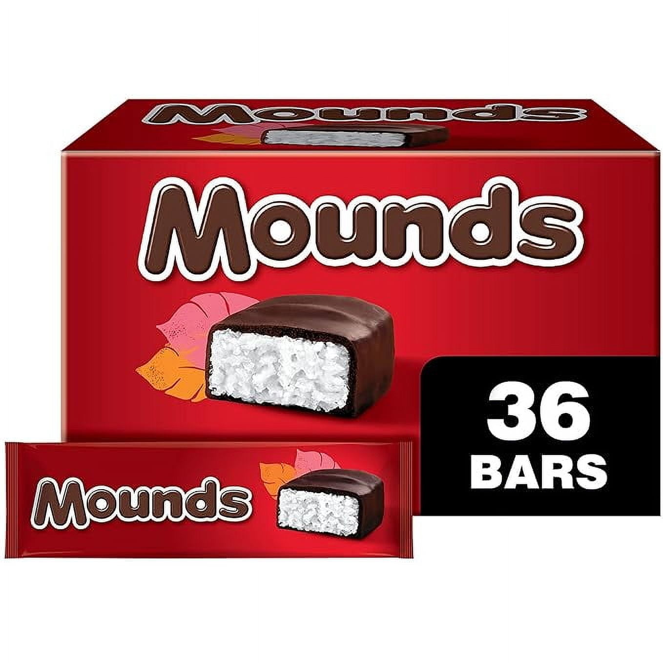 MOUNDS Dark Chocolate and Coconut Candy Bars, 1.75 oz (36 Count ...