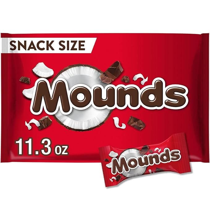 MOUNDS Dark Chocolate and Coconut Snack Size, Candy Bag, 11.3 oz ( Pack ...