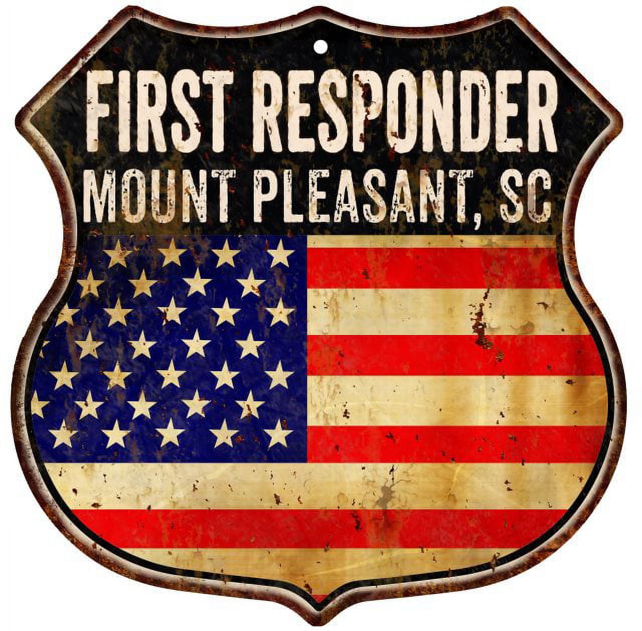 MOUNT PLEASANT, SC First Responder USA 12x12 Metal Sign Fire Police ...