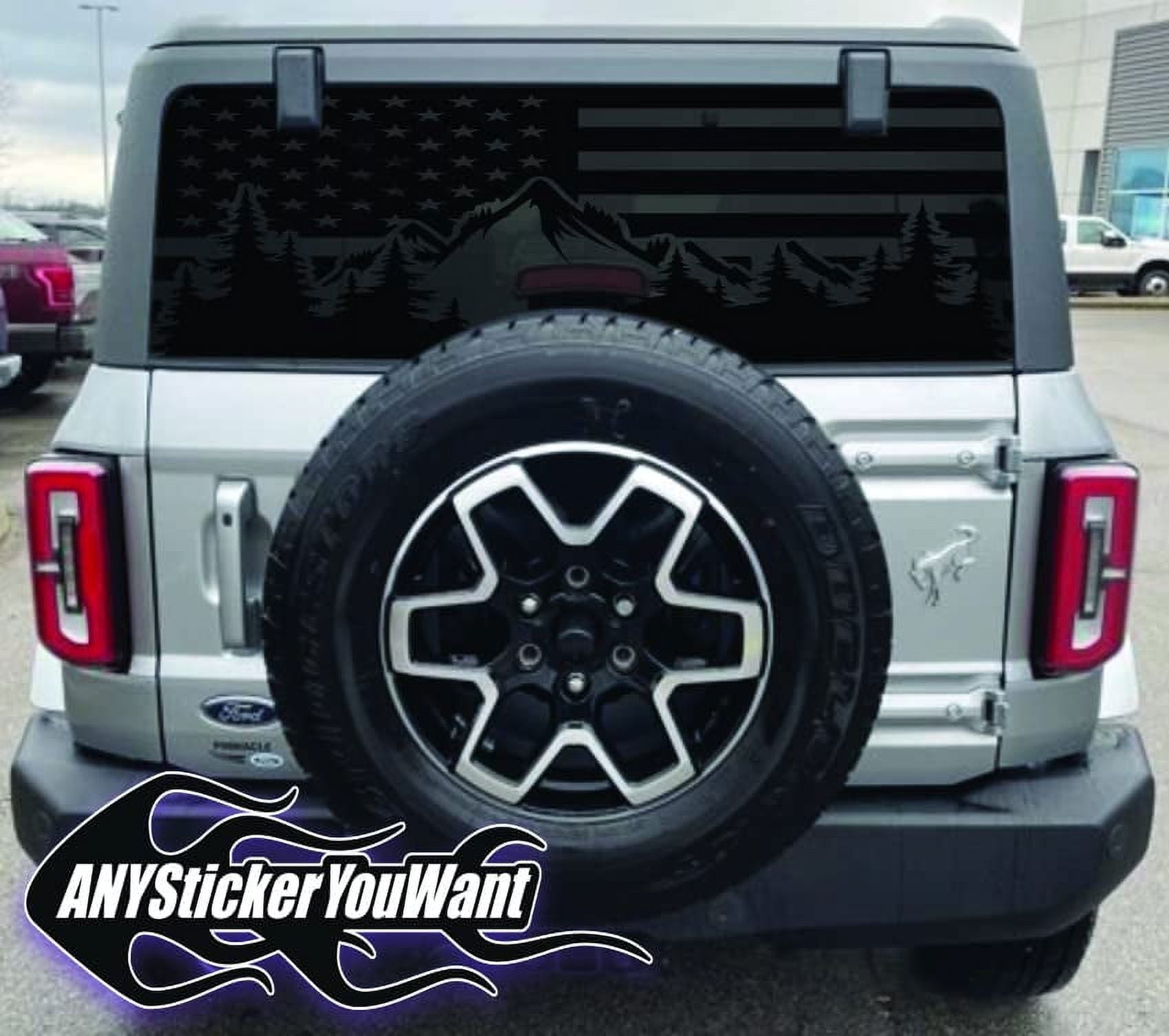 MOUNTAIN AMERICAN FLAG VINYL DECAL REAR WINDOW STICKERS Compatible with ...