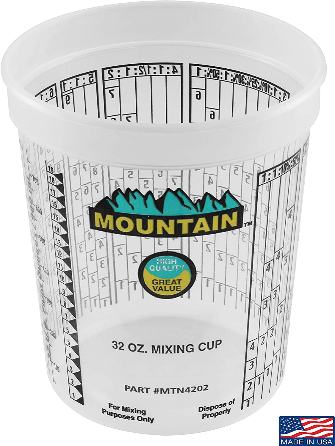 MOUNTAIN Disposable Quart Mixing Cups (100 per case), Made in USA ...