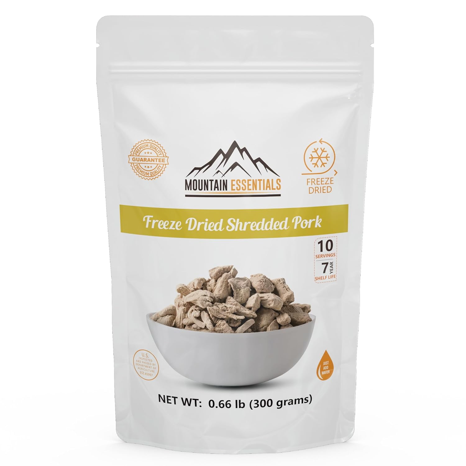 MOUNTAIN ESSENTIALS Freeze Dried Shredded Pork Long Term Storage with 7 ...
