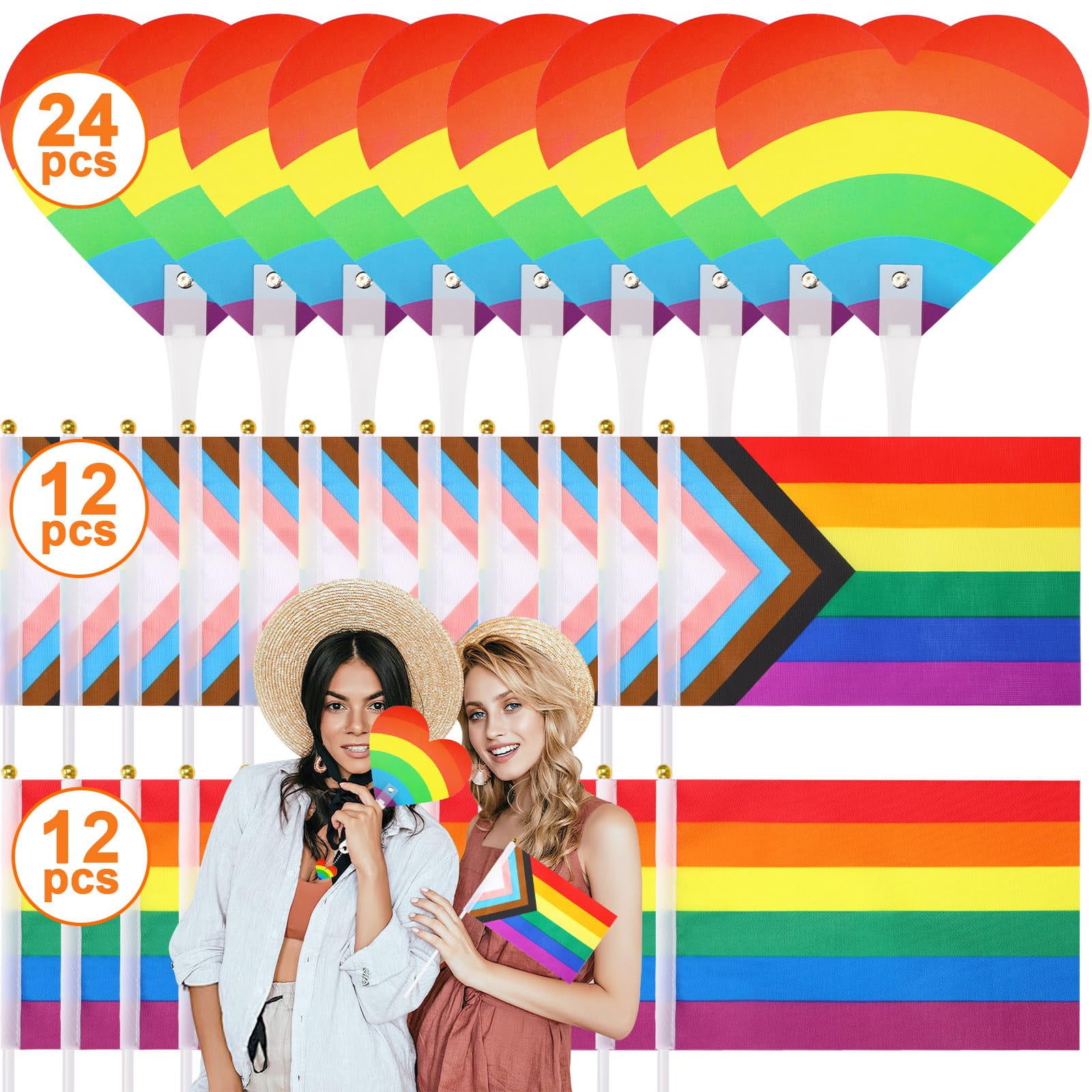 MOUNTCLIM Pride Accessories, FEV6 48 PCS Gay Pride Rainbow Small LGBTQ ...