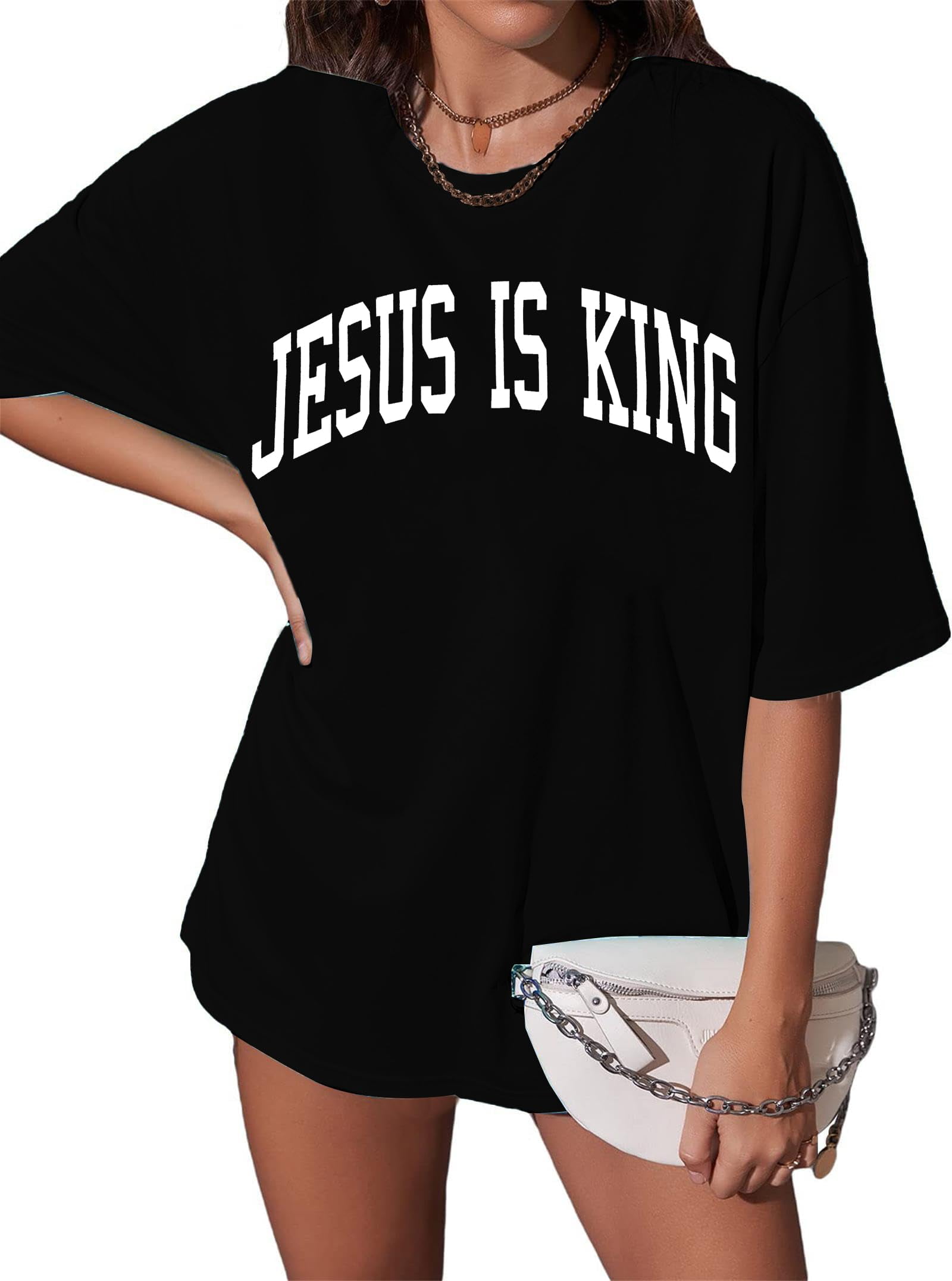 MOUSYA Christian Oversized Shirt Women Jesus T-Shirt Jesus Love You ...