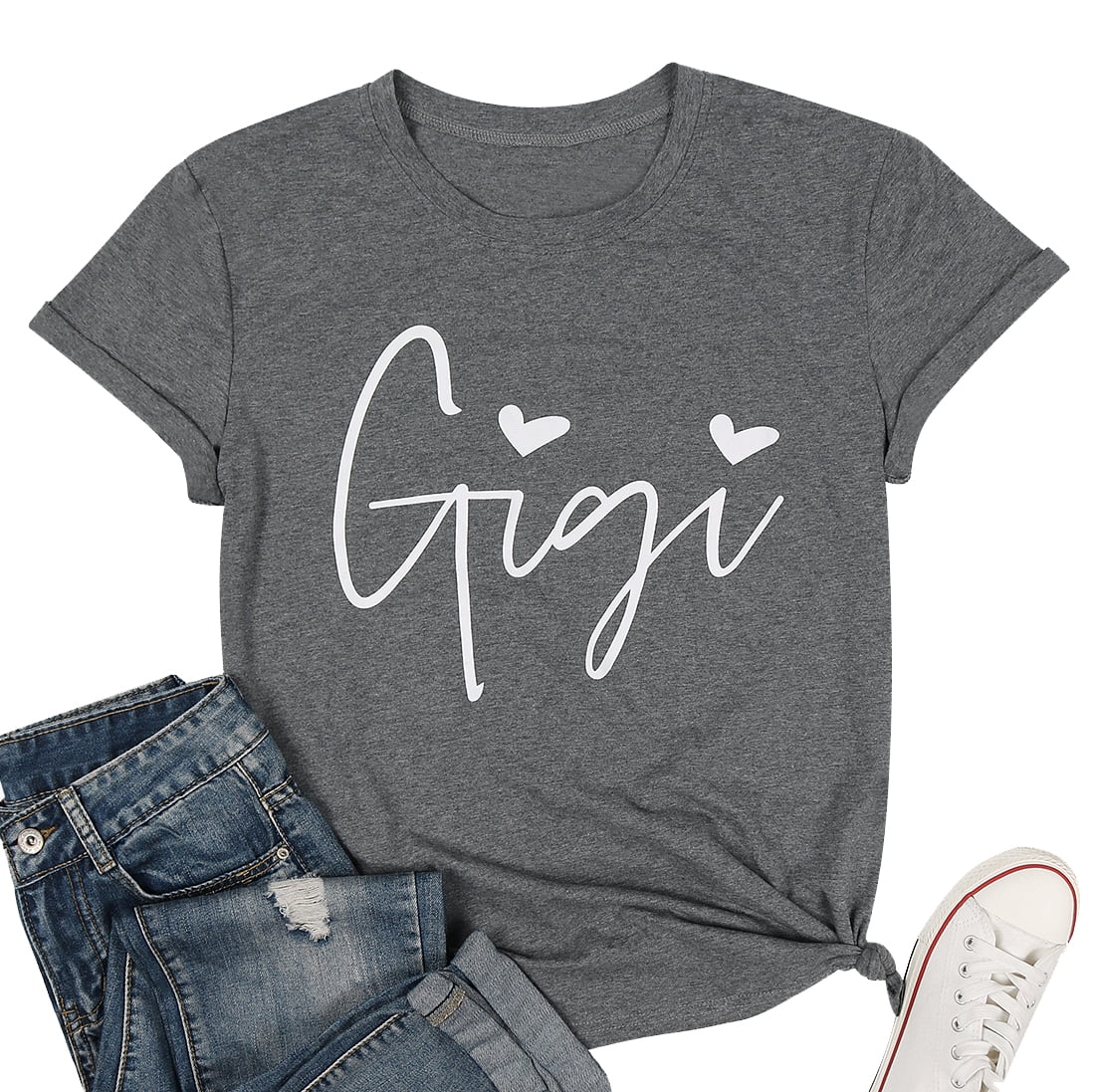 MOUSYA Gigi Shirts for Grandma Womens Gigi Heart Graphic Tshirts Tops ...