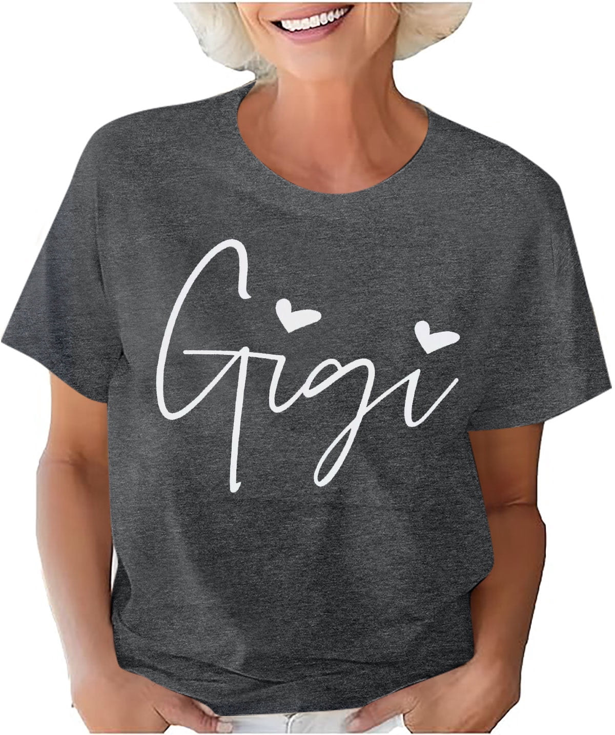 MOUSYA Gigi Shirts for Grandma Womens Gigi Heart Graphic Tshirts Tops ...