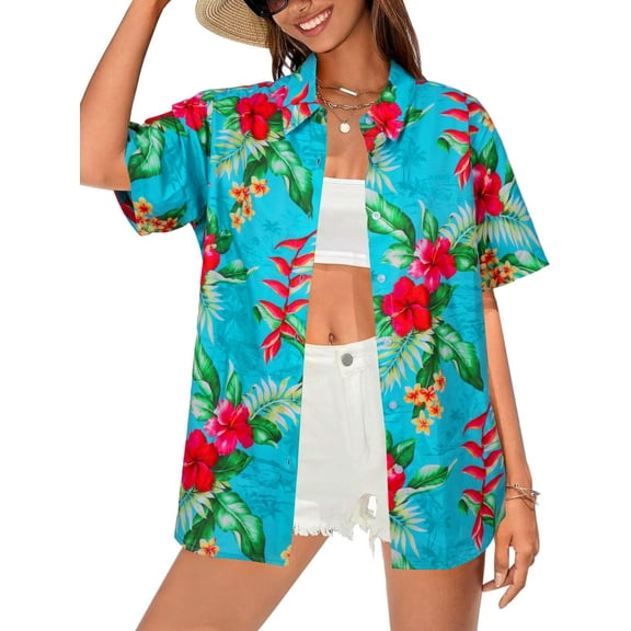 enyan Hawaiian Beach T Shirts for Women Four-Leaf Clover Shirt Tropical ...