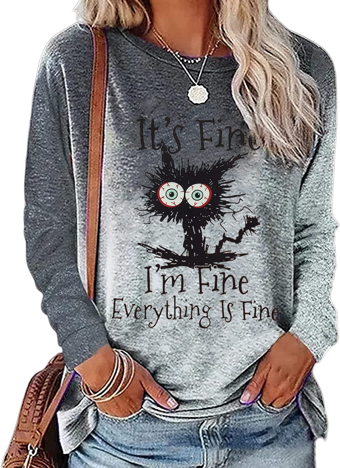 MOUSYA It's Fine I'm Fine Everything Is Fine Sweatshirt Women Cute ...