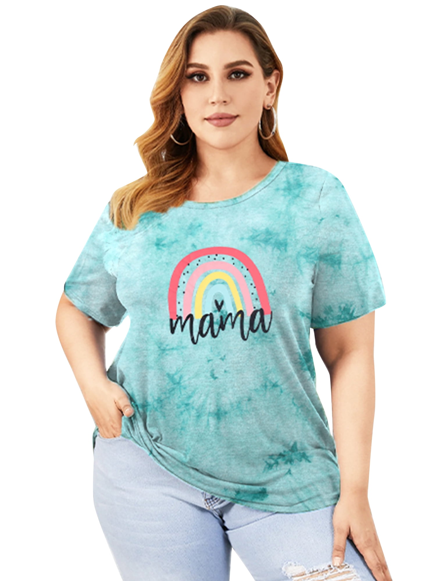 MOUSYA Plus Size Mama Shirts for Women Graphic Tee Tops Short Sleeve ...